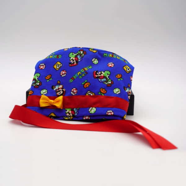 Super Mario – Ribbon Tie Scrub Cap - Phancy Phish Crafts