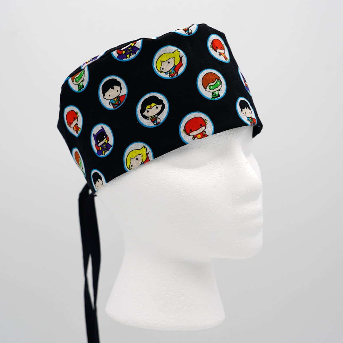 Men’s Chibi Hero on Black Scrub Cap - Phancy Phish Crafts