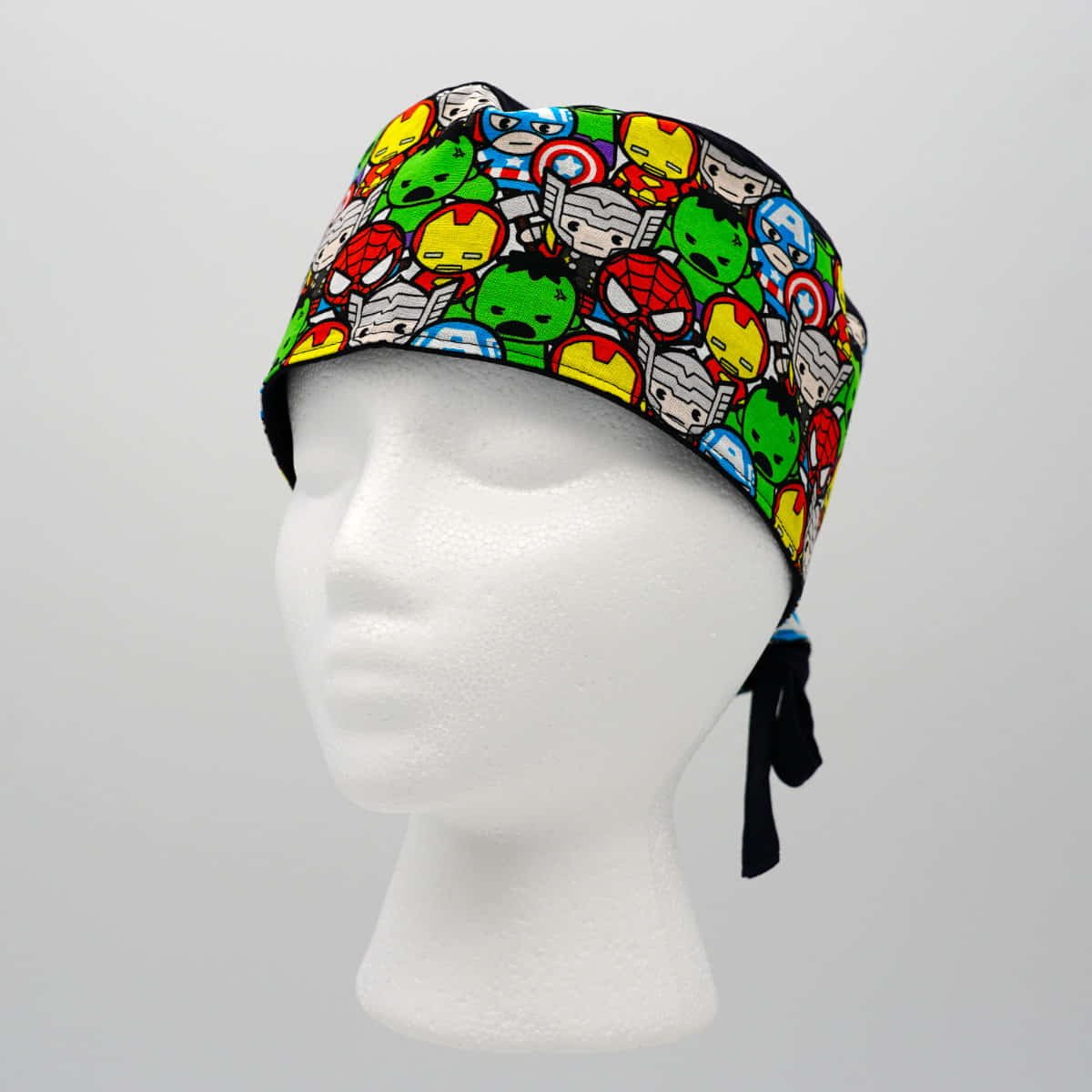 Men’s Chibi Hero Scrub Cap (Black Top) - Phancy Phish Crafts