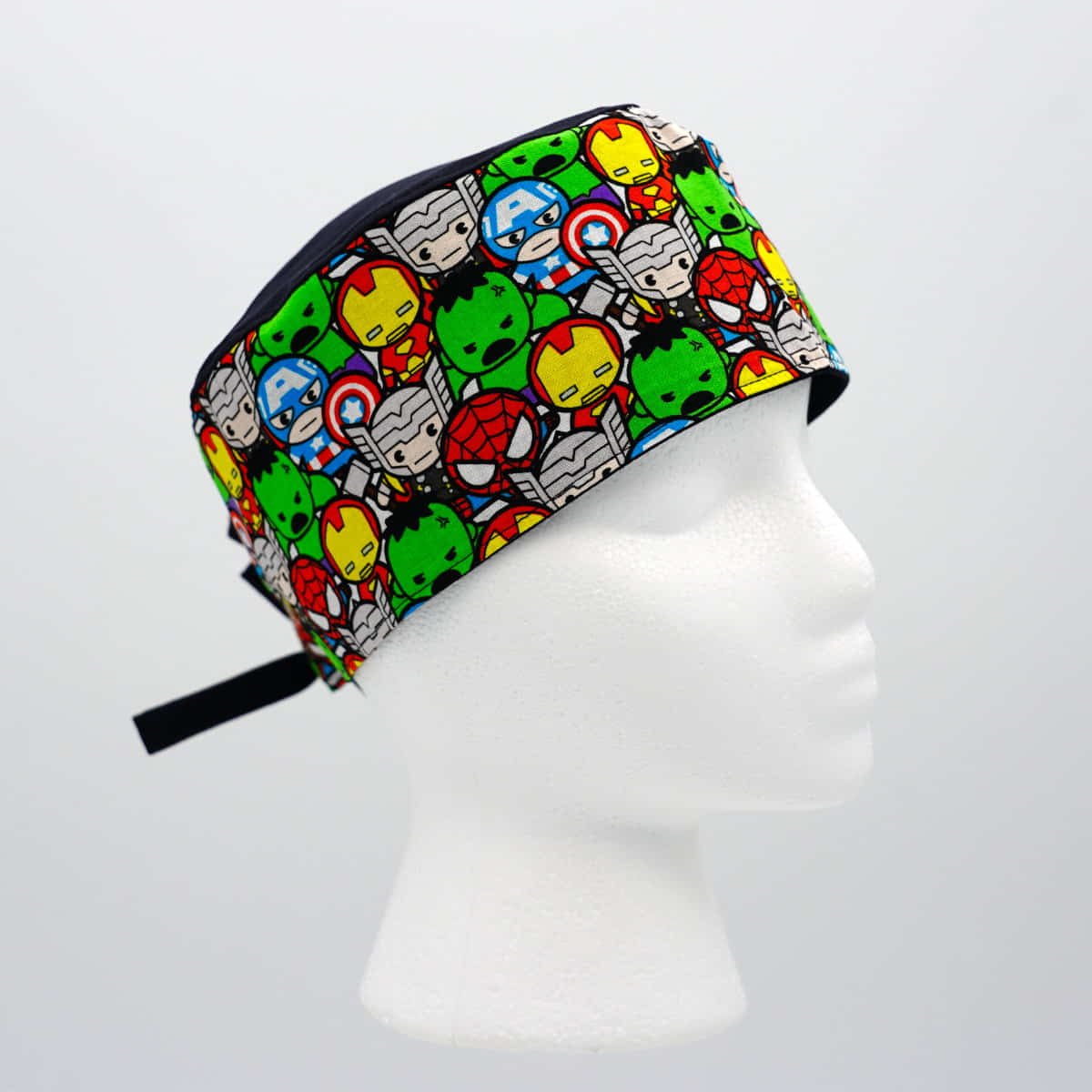 Men’s Chibi Hero Scrub Cap (Black Top) - Phancy Phish Crafts