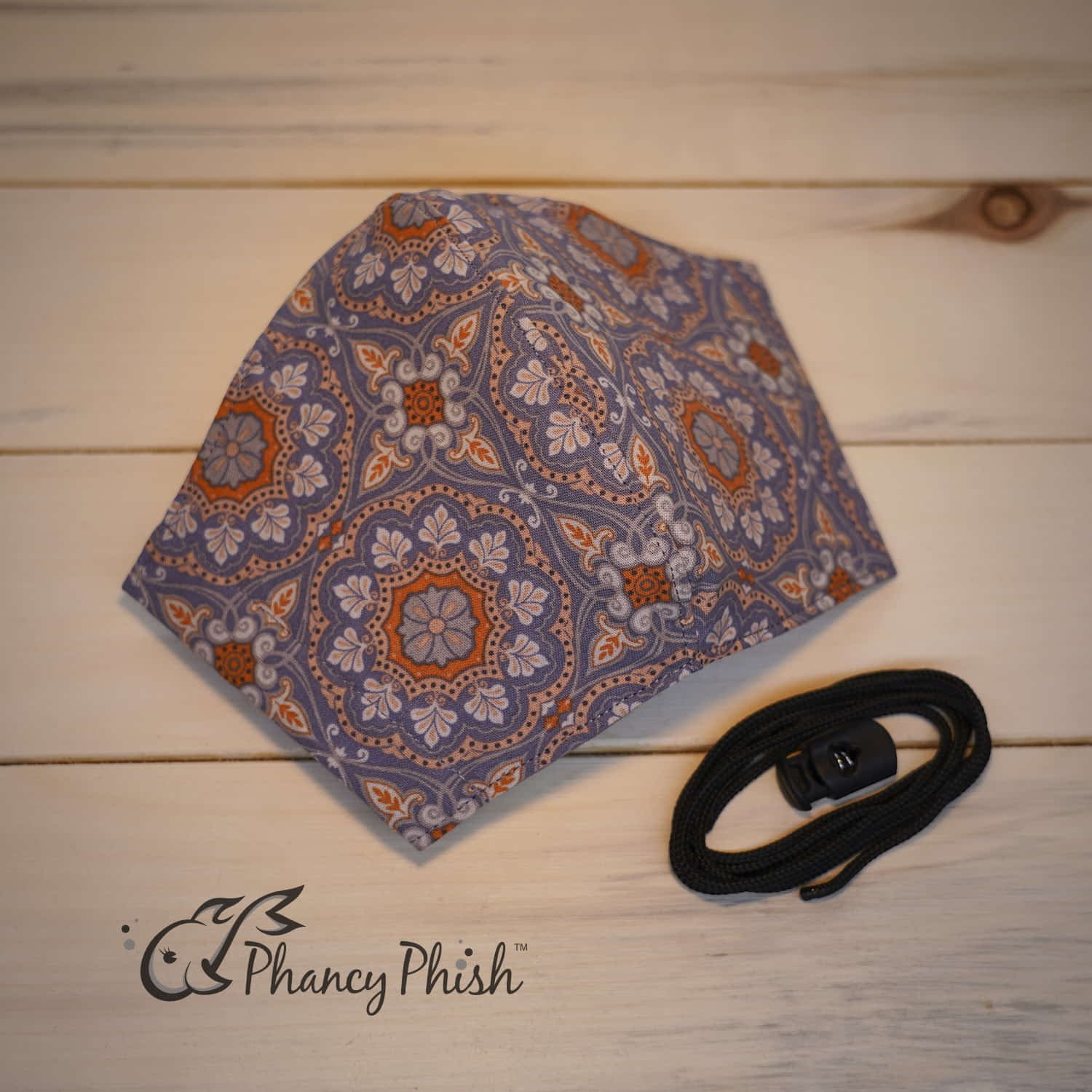 Patterned Orange-Blue Floral Face Mask - Phancy Phish Crafts